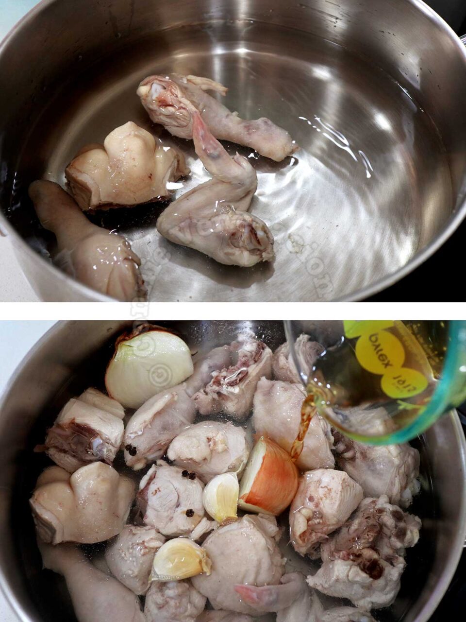 Boiled chicken and vegetable soup (Filipino nilagang manok)