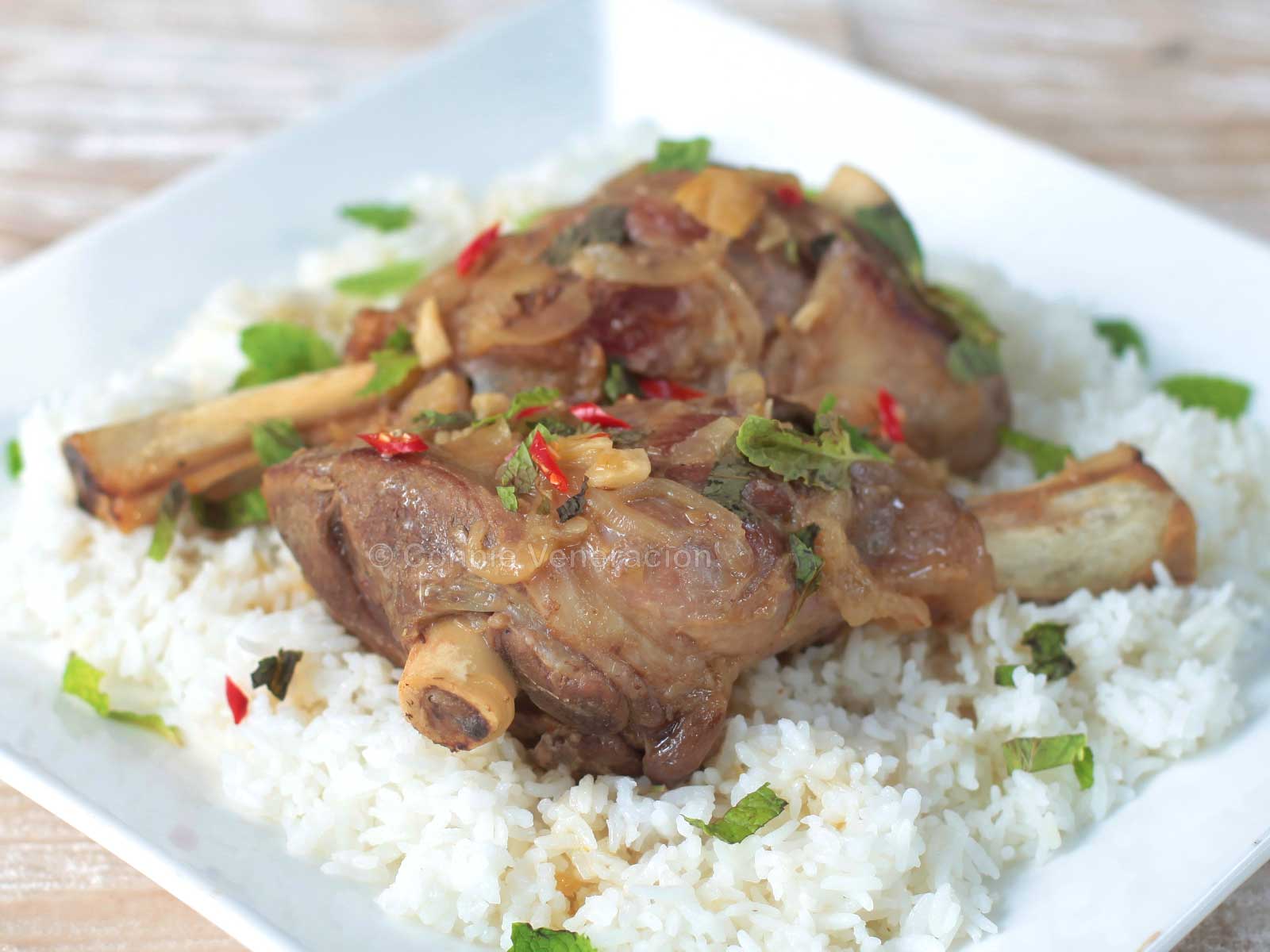 Lamb shanks braised in Thai mixed fish sauce